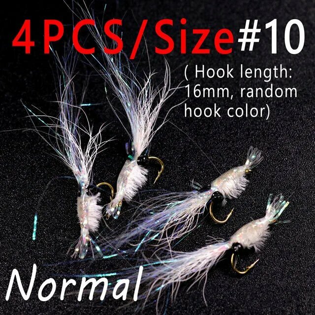 4шт. Мушки Bimoo креветки белые, Size #10