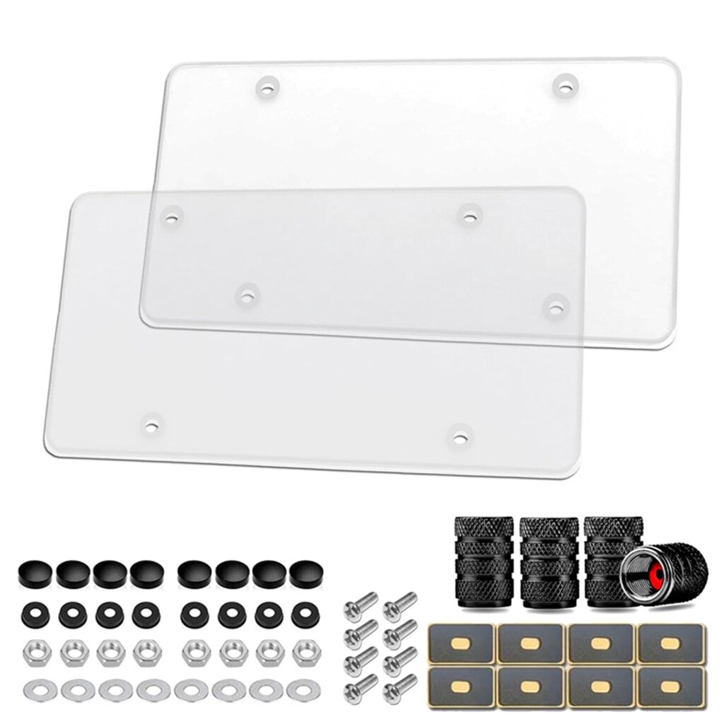 1 Пара Чехлов Для Номерных Знаков Прозрачная Плоская Защитная Рама с Колпачками Клапанов Шин для Экрана Рамы Номерного Знака Автомобиля США