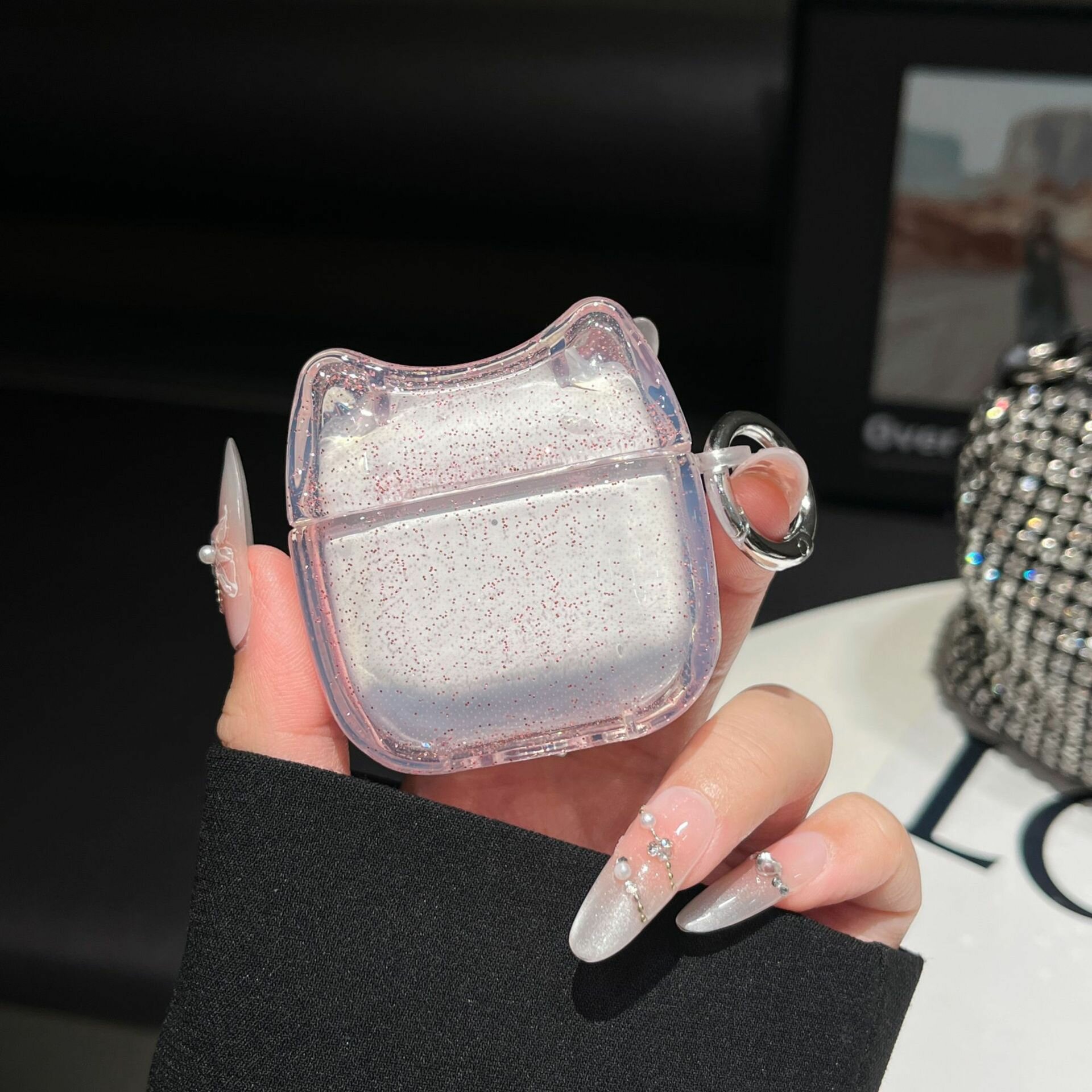 Новый милый чехол для наушников с кошачьими ушками и блестками, совместимый с AirPods Pro 3, новый чехол для наушников 4-го поколения