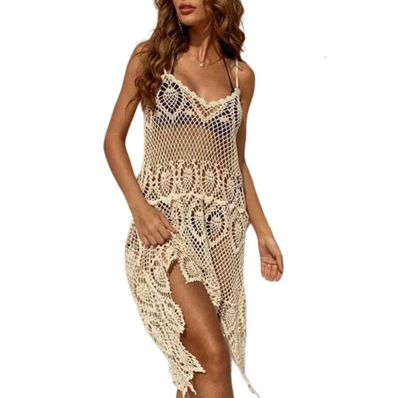 Сексуальное прозрачное бикини-платье для пляжа, не совсем белый - S