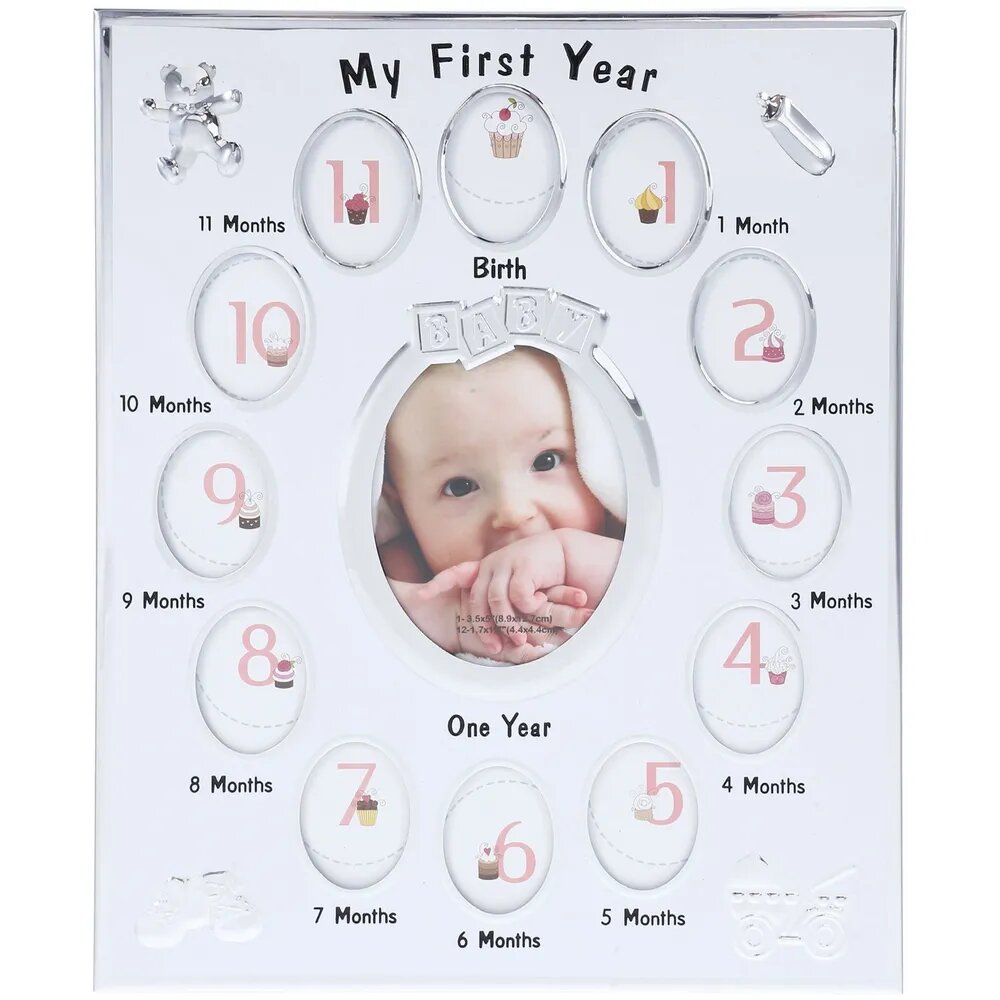 Фоторамка "My First Year" для фотографий первого года жизни, Белая, Китай — фото 1