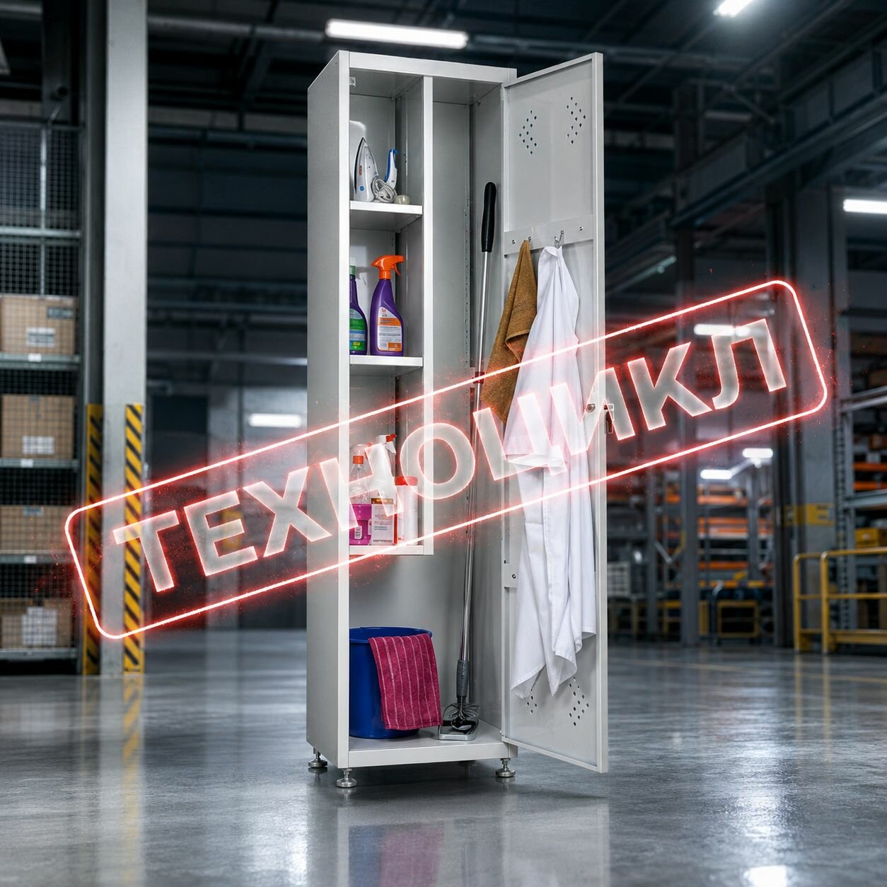 Шкаф для хозинвентаря техноцикл 1750х500х400 мм, серый