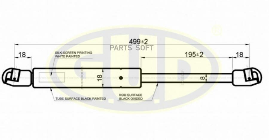 Амортизатор багажника hon civic vi (eu, ep) 02/01-09/05 400n l=499/195mm