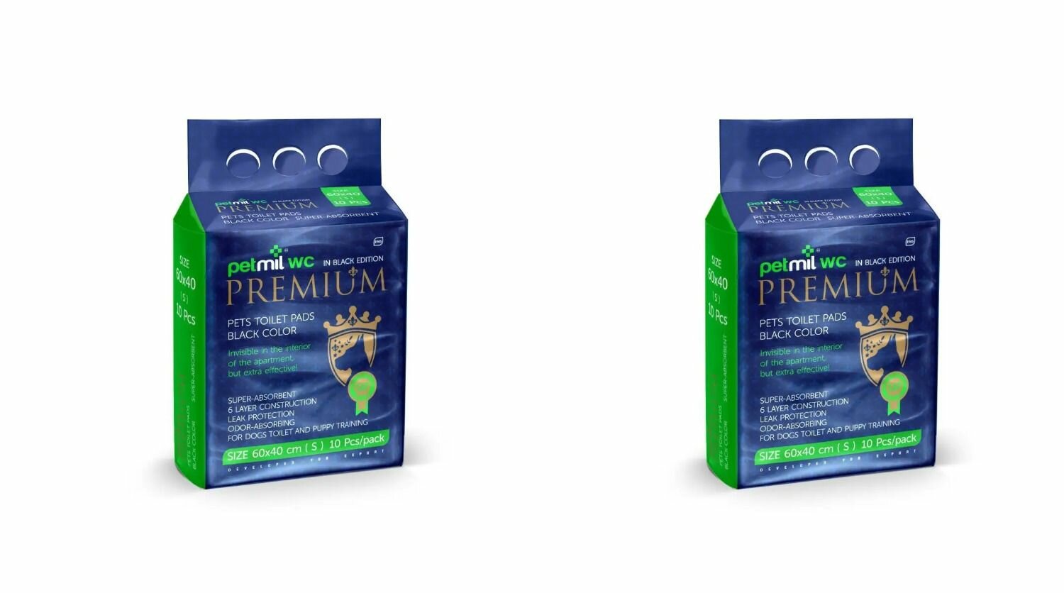 Petmil Пеленка впитывающая одноразовая с суперабсорбентом, 60 х 40 см, 10 шт, 2 уп