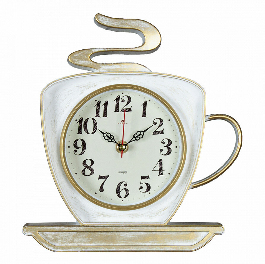 Часы настенные 2523-004 белые с золотом чашка Классика