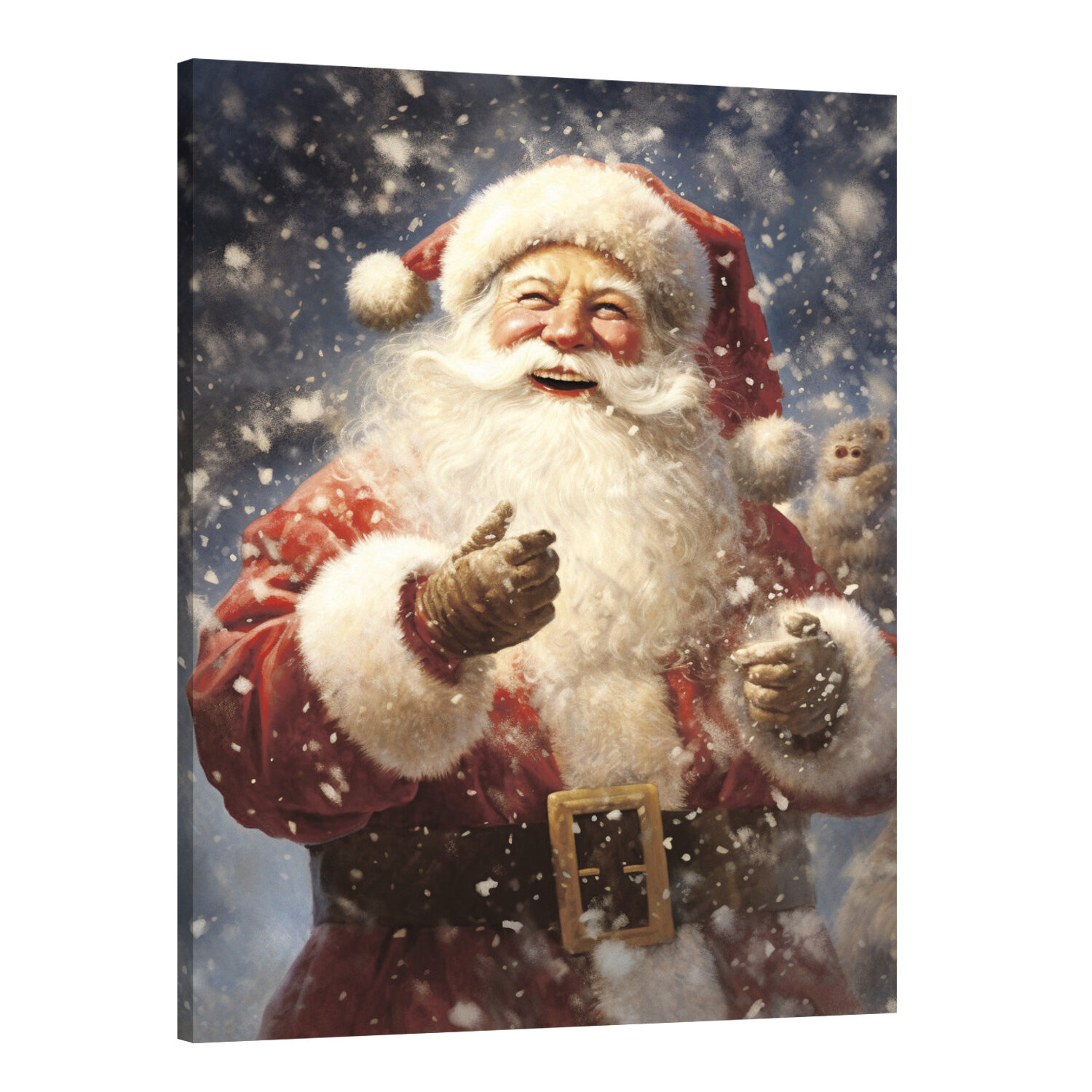 Интерьерная картина 50х70 "Дед Мороз и его снежные помощники"