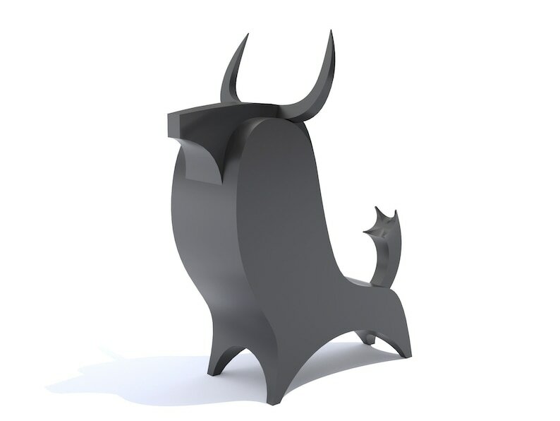 Полигональная фигура Бык, геометрический полигональный металлический декор интерьера