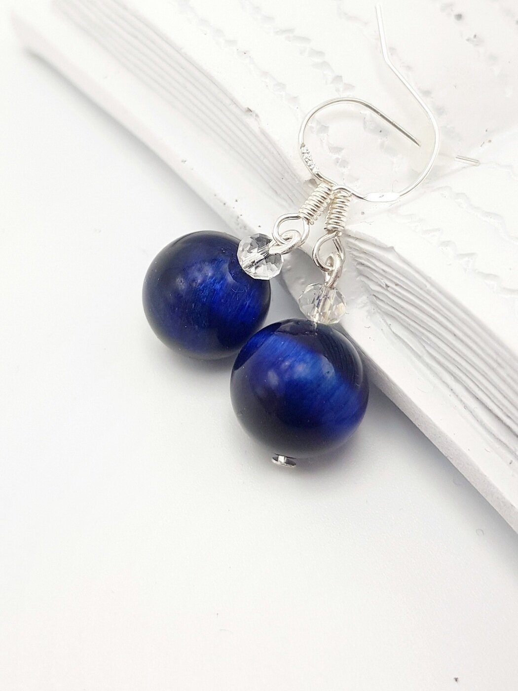 Серьги с подвесками HRUSTALEK, кошачий глаз