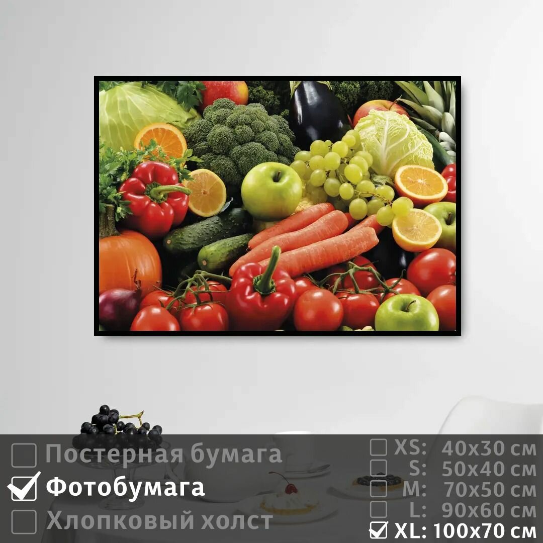 Постер на фотобумаге Овощи И Фрукты 100х70 см ПолиЦентр