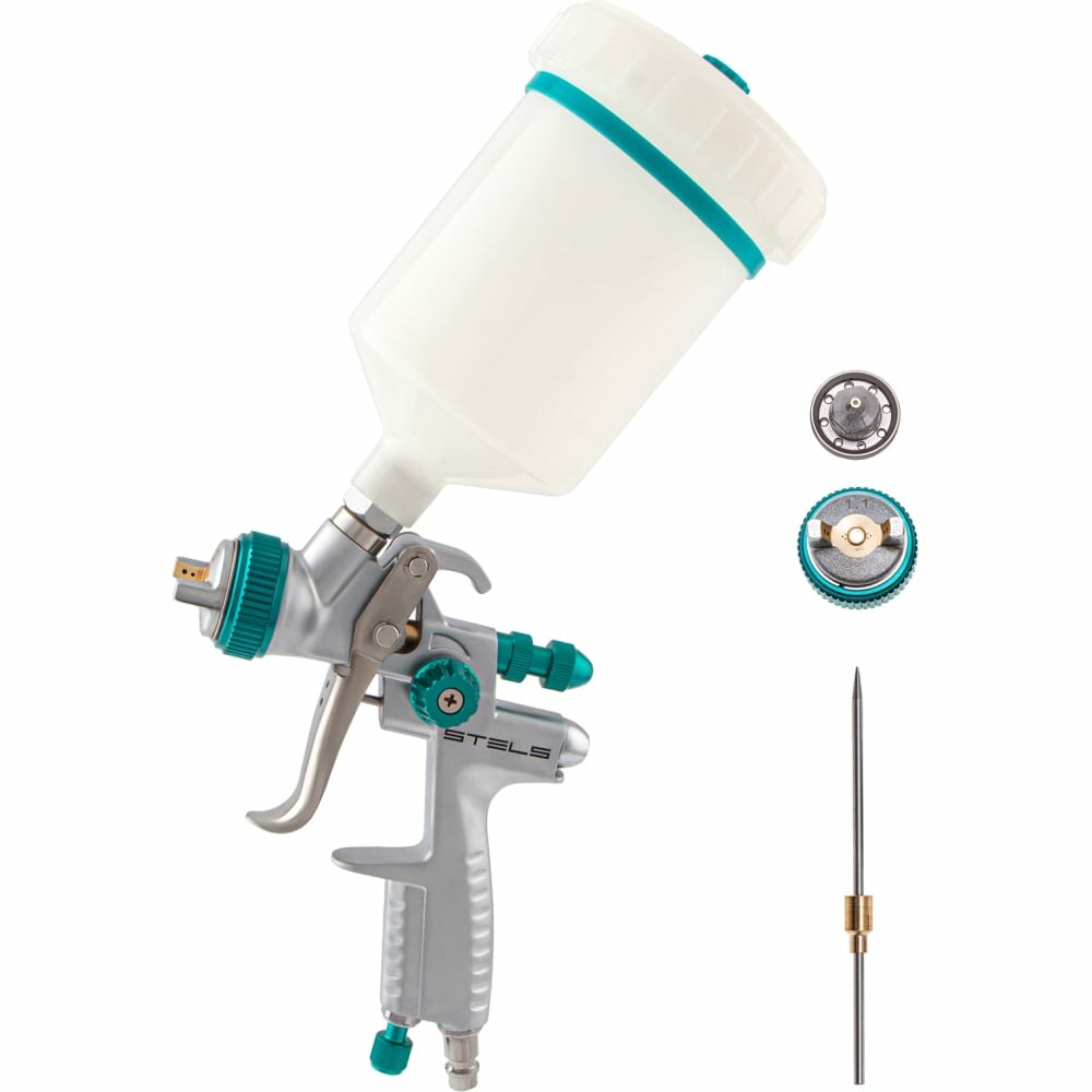 Краскораспылитель STELS AG 901 LVMP профессиональный, гравитационного типа, сопла 1.3 и 1.1 мм 57365