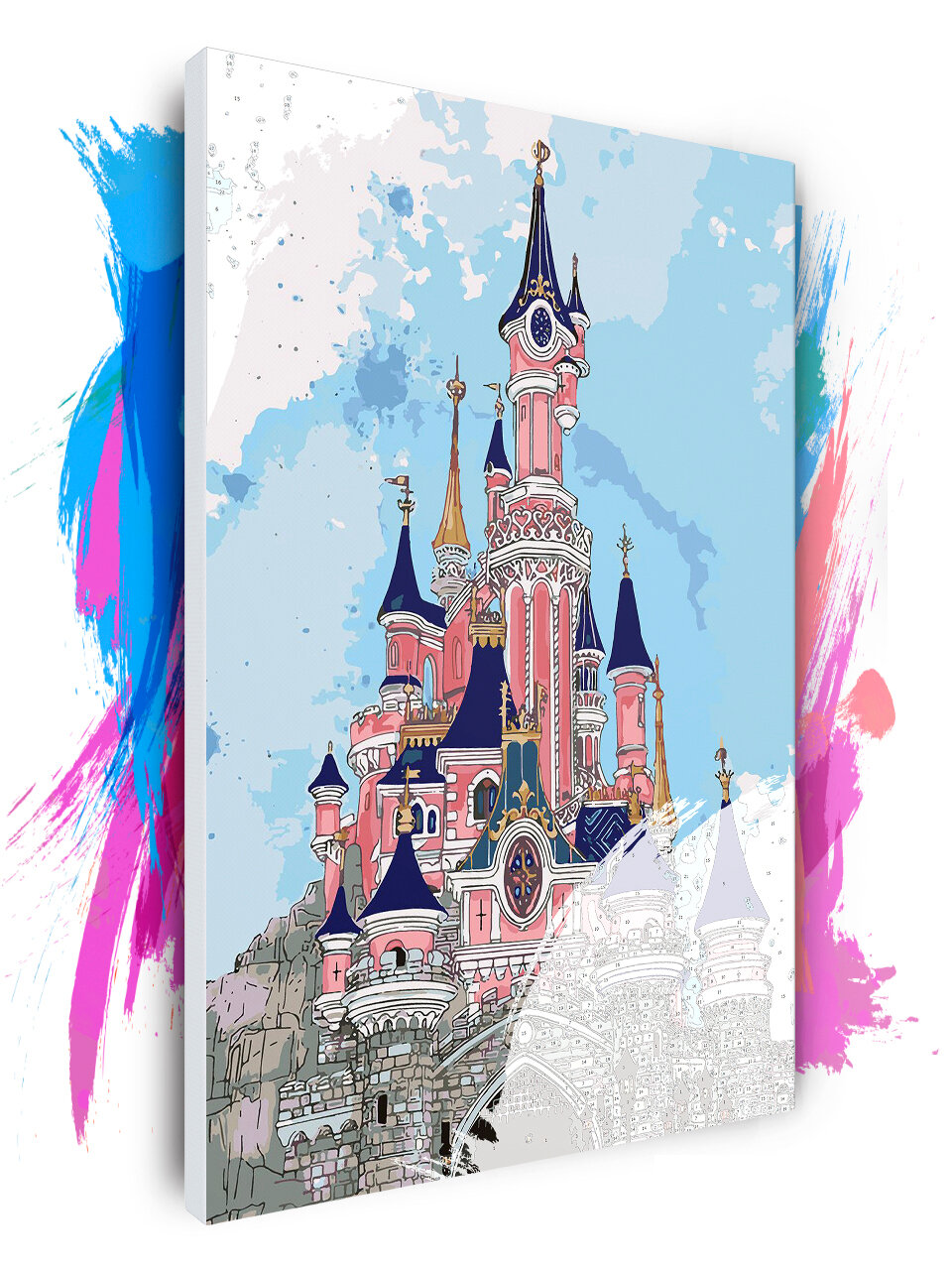 Картина по номерам на холсте Замок Дисней, 40 х 60 см