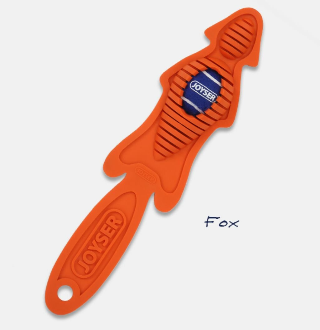 JOYSER игрушка для собак лиса Fox Slimmy из термопластичной резины с мячиком с пищалкой, S/M, 38 см, оранжевая