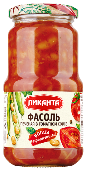 Фасоль печеная пиканта в томатном соусе, 470г