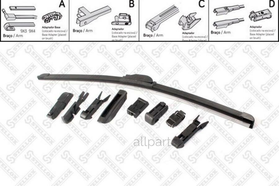 STELLOX 204006SX щетка! б/каркас, 8 перех. 450/18'\ Citroen C3 4/02>, Renault Clio 3/98>/Megane 10/02>