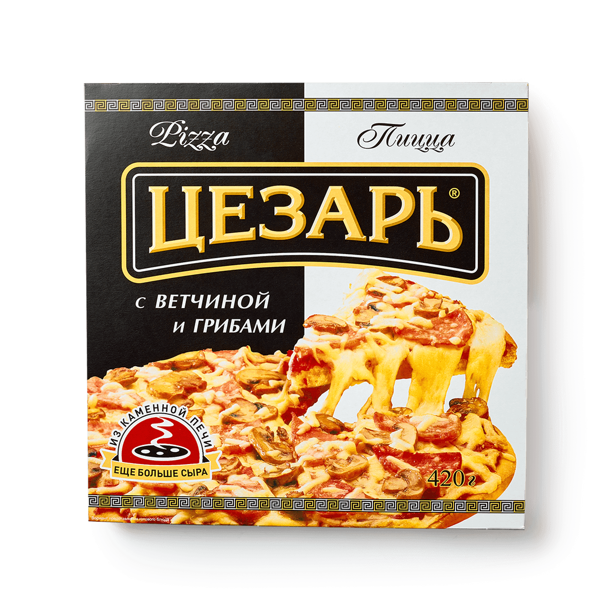 Пицца Цезарь "Цезарь", замороженная, с ветчиной, грибами, сыром, 420 г