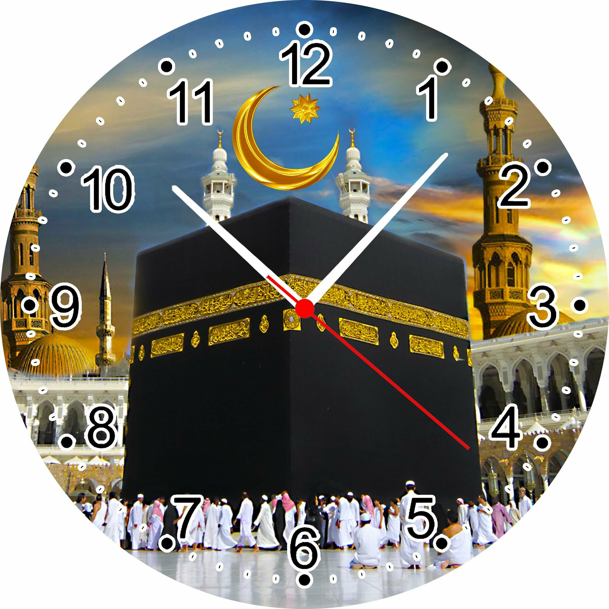Кааба Священная, Часы настенные и настольные (с подставкой в комплекте) D-27 см. из прессованной древе (МДФ) - 4 мм, бесшумные, /Священная Кааба-Царица сердца/Сила праведных мусульман/Подарок для души/ручная работа/Ограниченной серии/