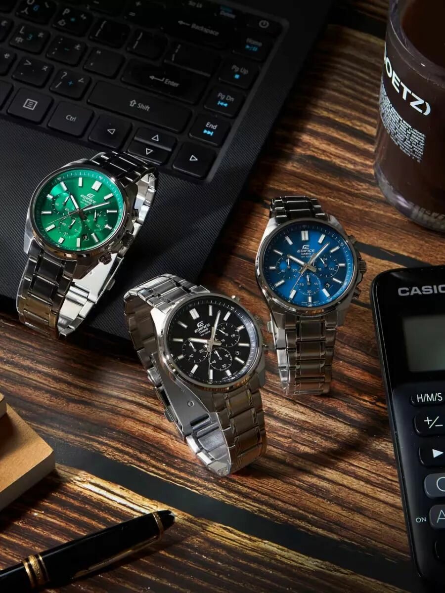 Наручные часы CASIO, зеленый, серебряный — фото 1