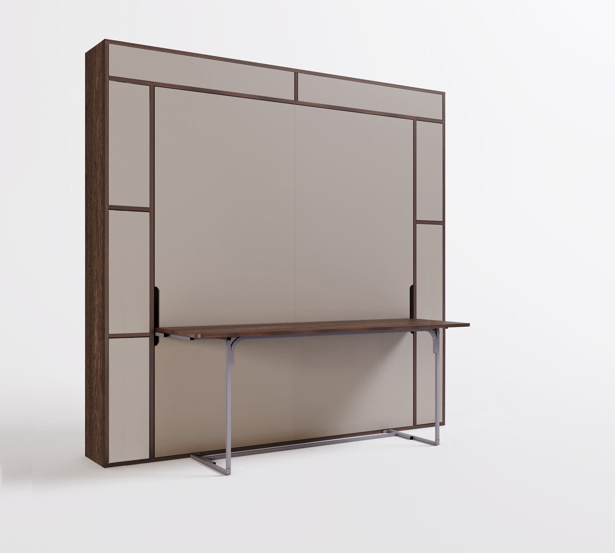 Шкаф кровать-трансформер со столом Летто Таволо 1800 Форма с расширенными полками Космо