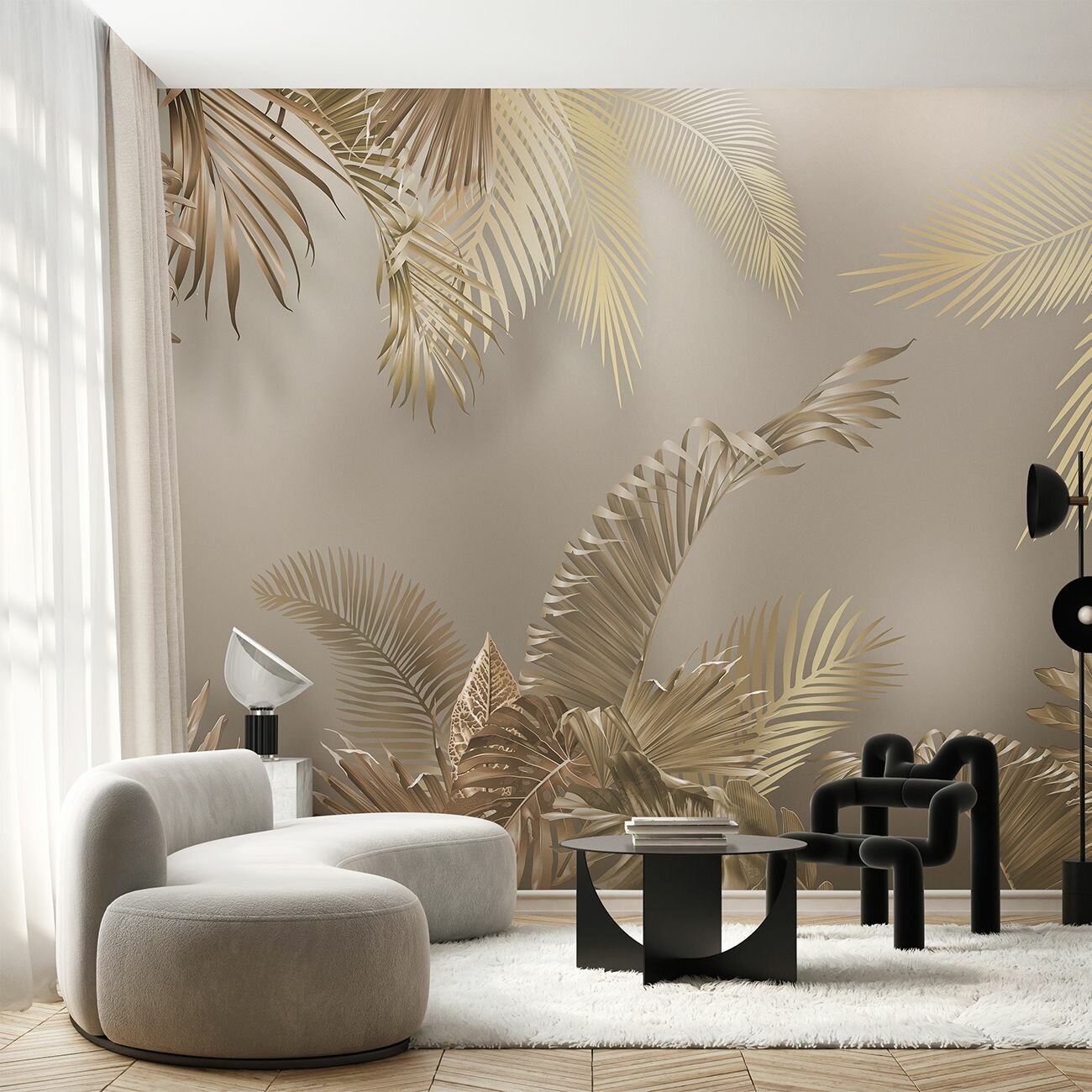 Фотообои/ F-316 Золотые экзотические листья 300х270-1Divino