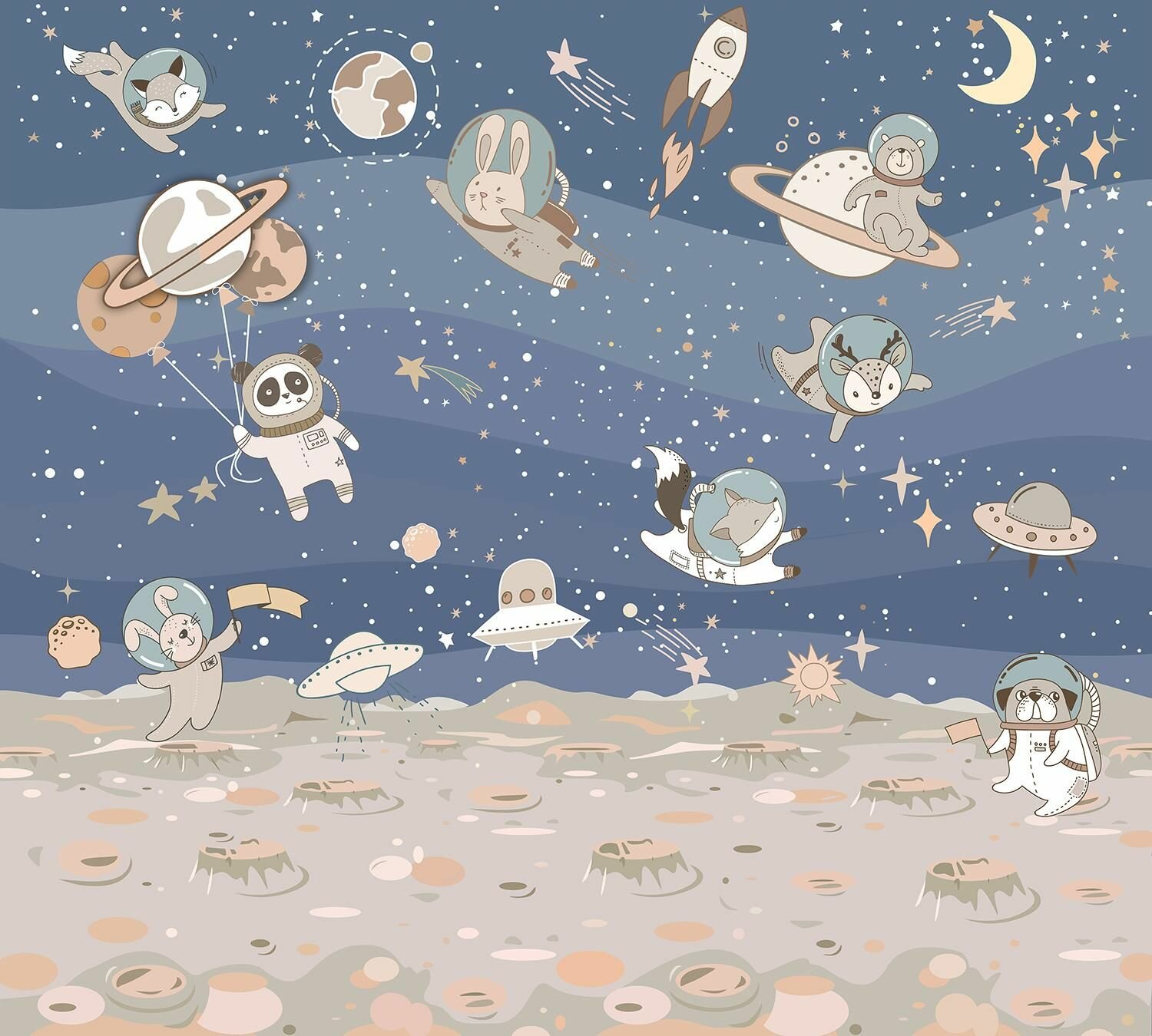 Фотообои/ F-287 Космонавты на луне 300х270-1Divino