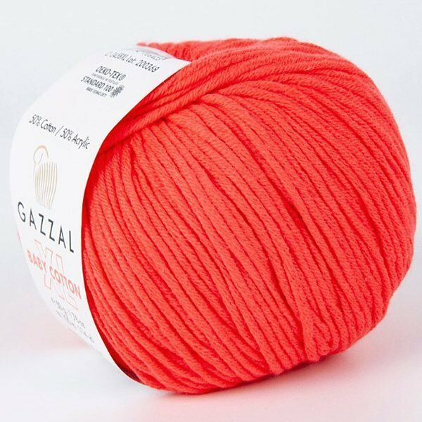 Пряжа Gazzal BABY COTTON XL 3458 св. коралл (5 мотков)