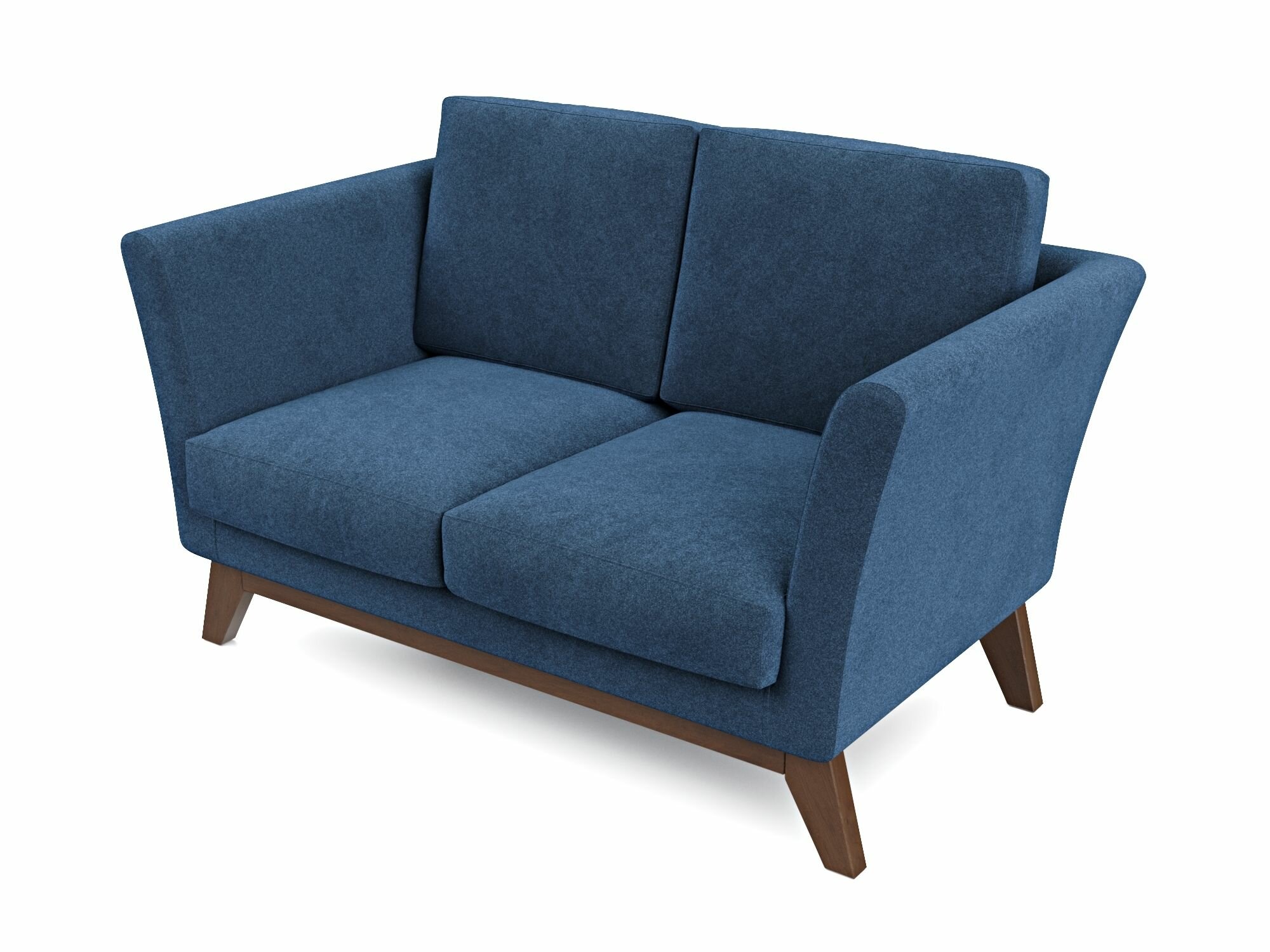 Маленький диван Arsko Див-М бирюзовый/орех, велюр двухместный, для кухни, в офис, в салон красоты, скандинавский лофт