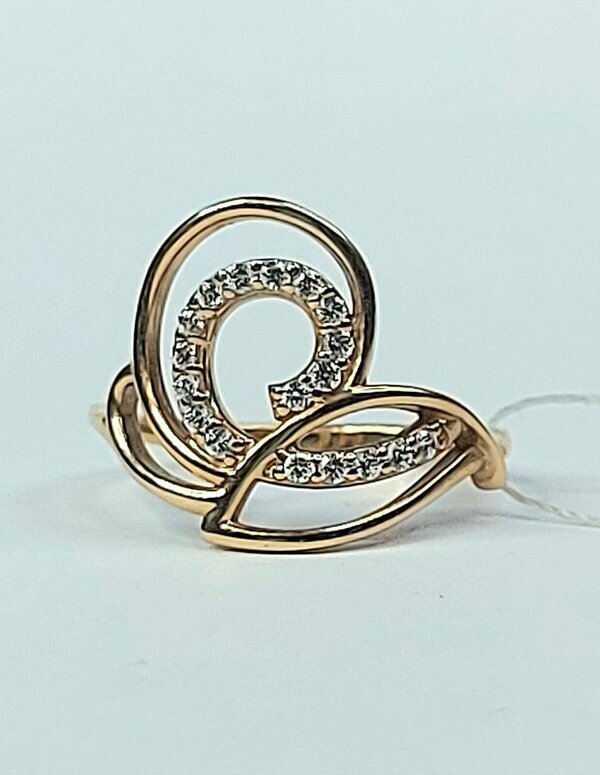 Кольцо, красное золото, 585 проба, фианит