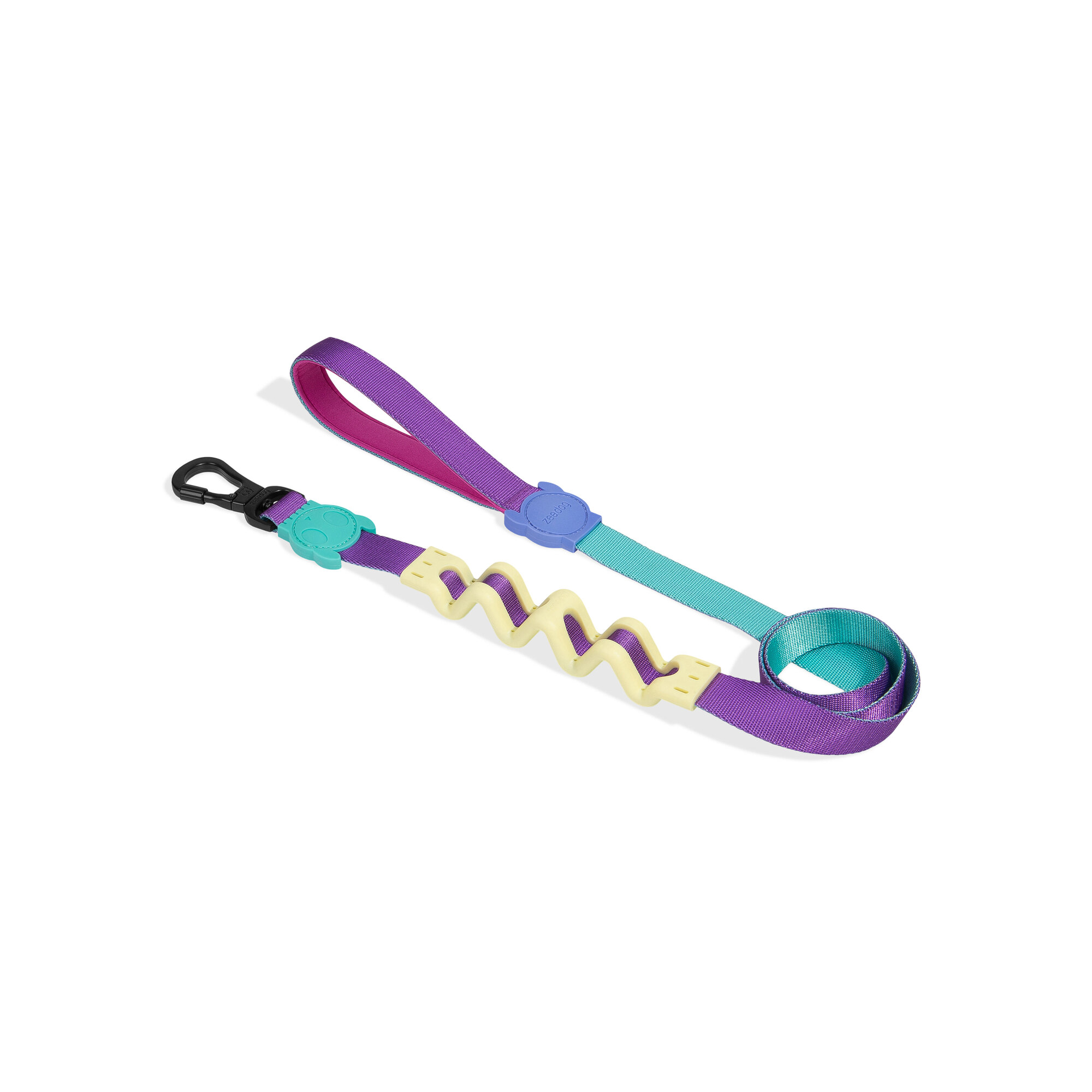 Амортизирующий поводок SHOCKWAVE RUFF 120 см Zee.Dog (фиолетовый / бирюзовый / L / 120 см)