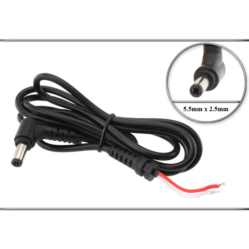 Кабель со штекером 5.5mm x 2.5mm, угловой штекер, 0.75mm2, 1.2m, для блока питания, ЗУ ноутбука, сетевого оборуд. и др.