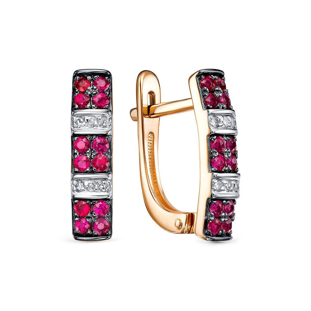 Серьги, красное золото, 585 проба, родирование, рубин