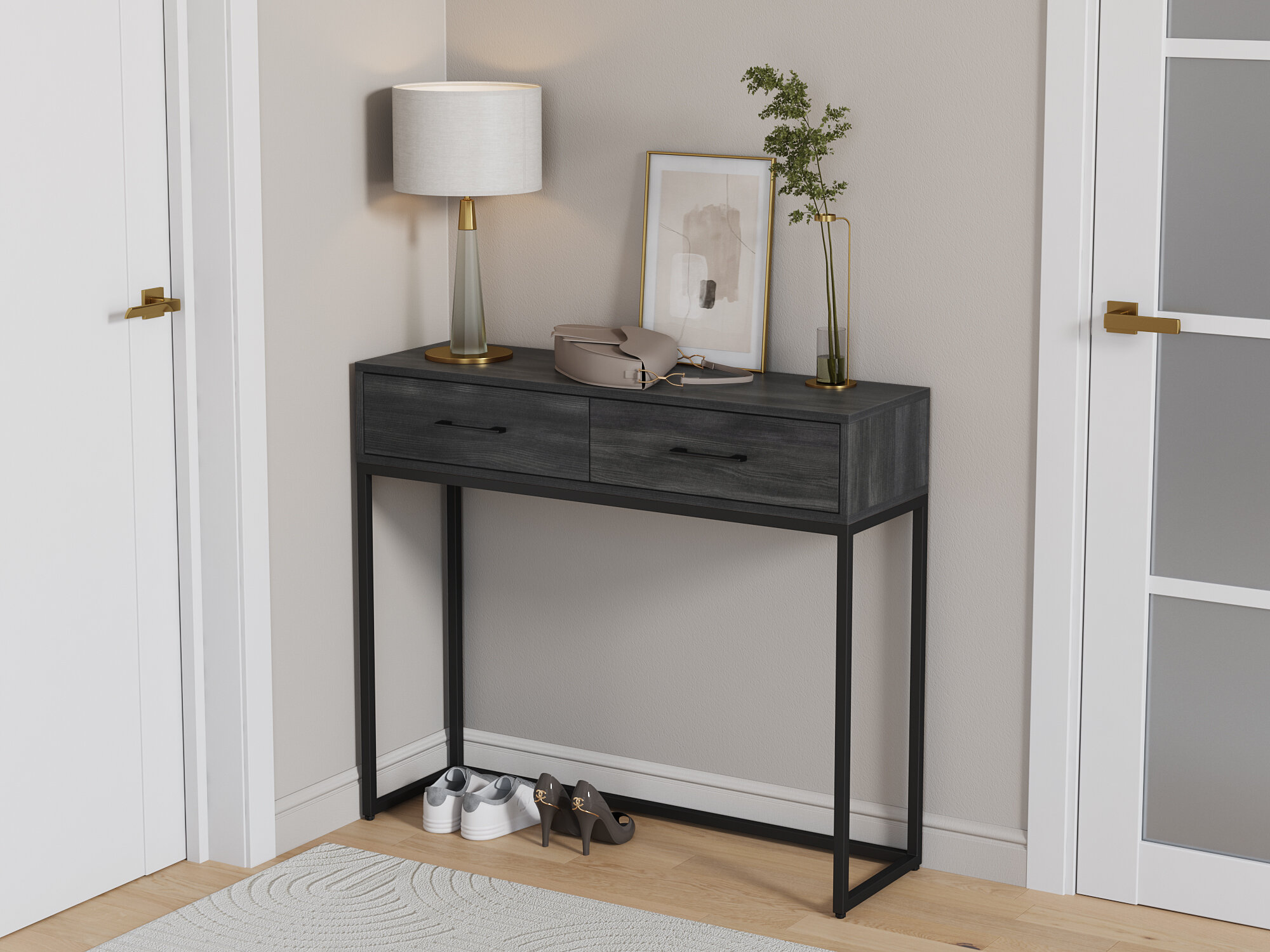 Консоль Айсберг Лофт 02 Черный/северное дерево темное