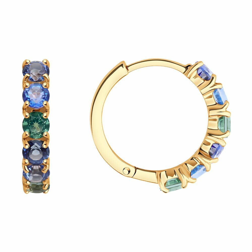 Серьги, красное золото, 585 проба, топаз