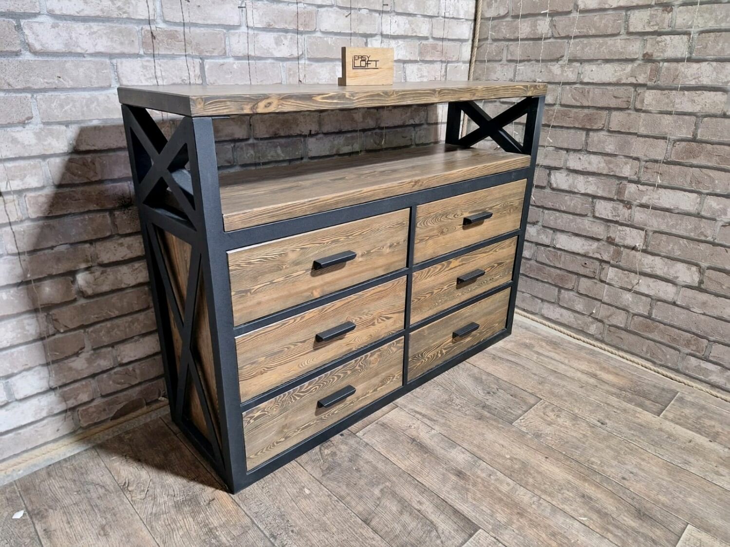 Комод "EasyLOFT" в стиле лофт из дуба, с ящиками, 100х40х90 см.