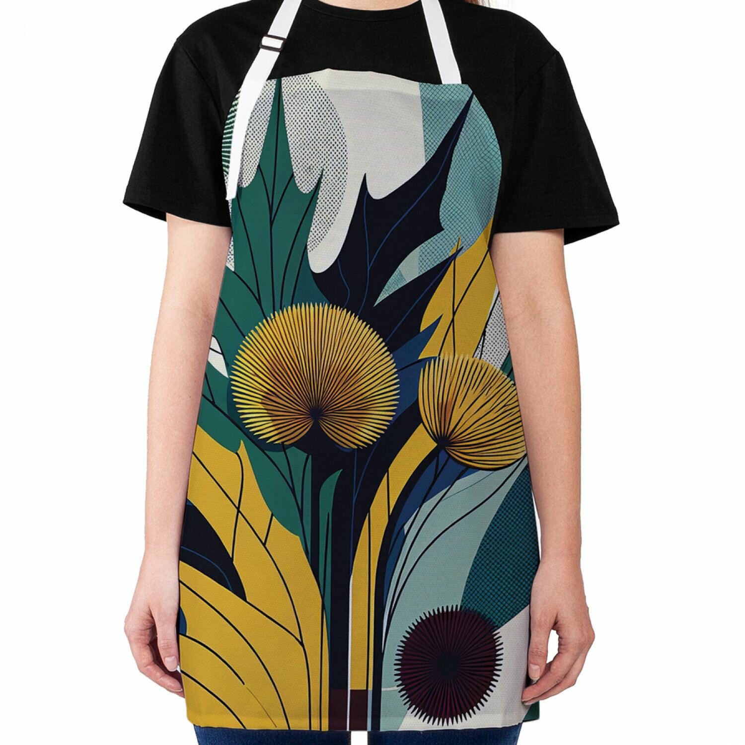 Фартук кухонный "Контуры рисунка", универсальный размер для женщин и мужчин, JoyArty