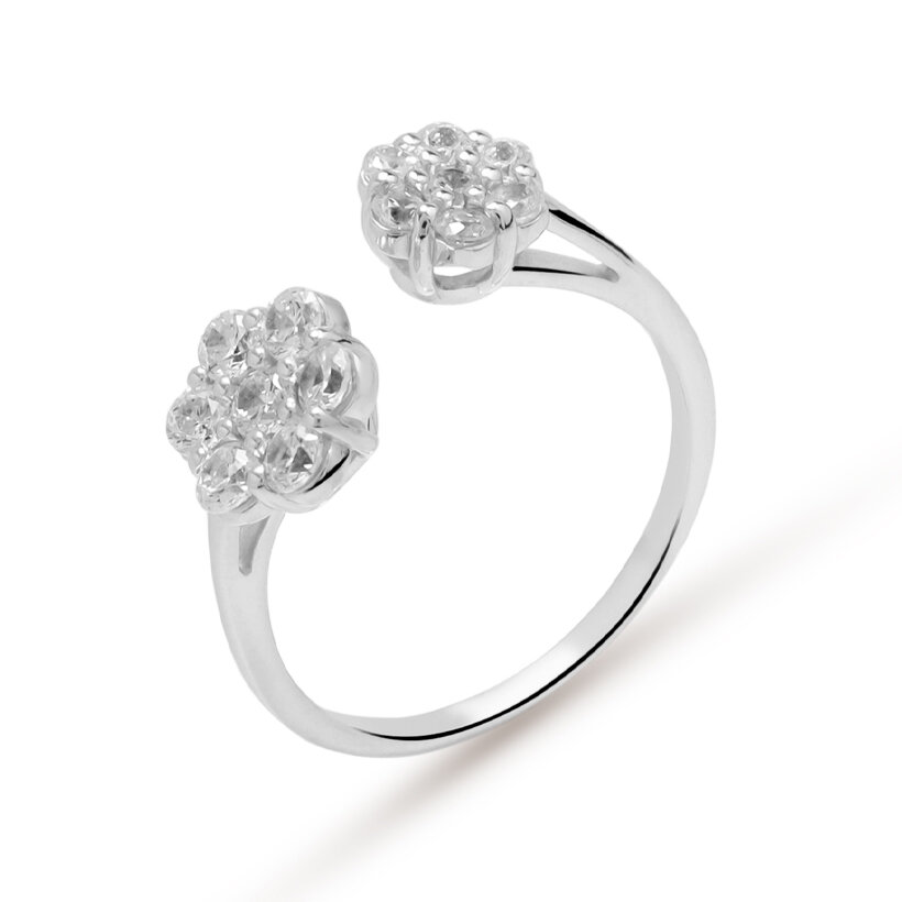 Кольцо разъемное, серебро, 925 проба, родирование, фианит