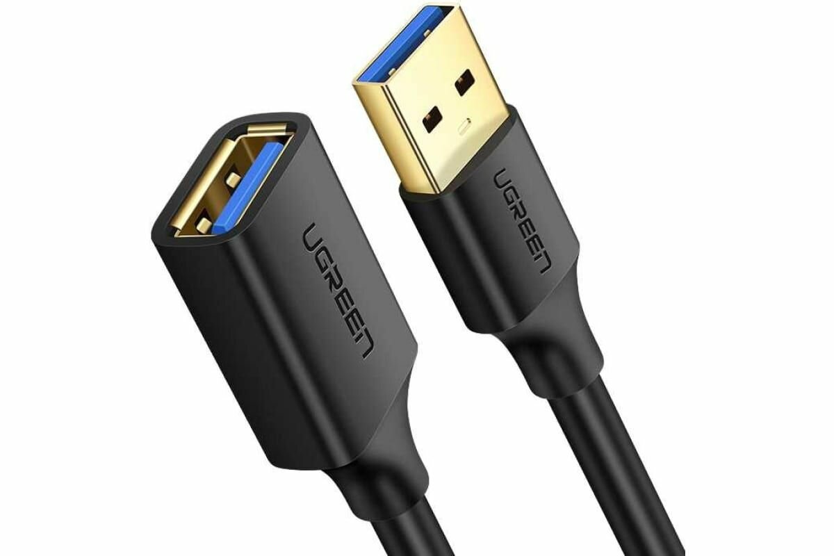 Кабель UGREEN US129 (10368) USB 3.0 Extension Male Cable. Длина: 1м. Цвет: черный