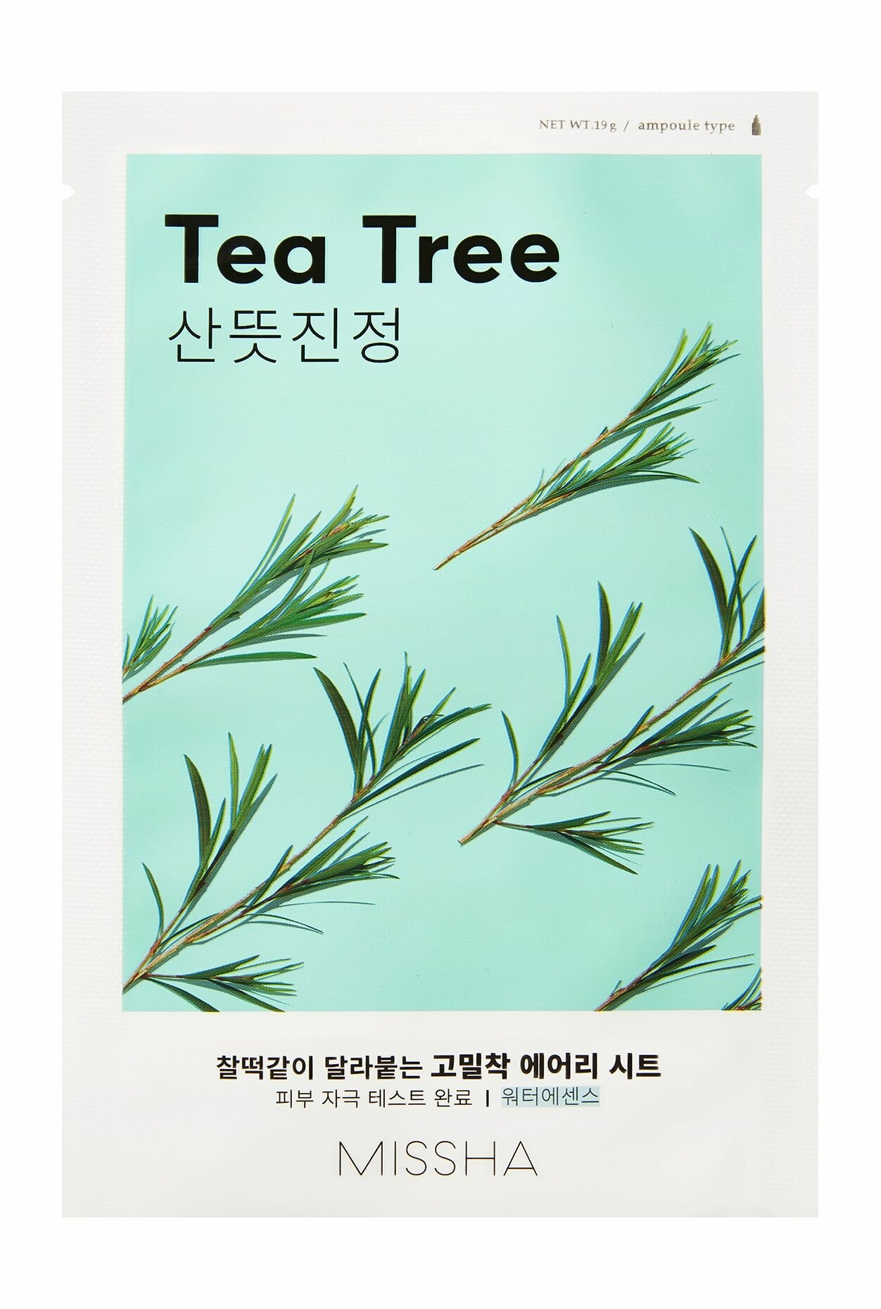 MISSHA Airy Fit Маска для лица с экстрактом чайного дерева для чувствительной кожи успокаивающая, 19 г