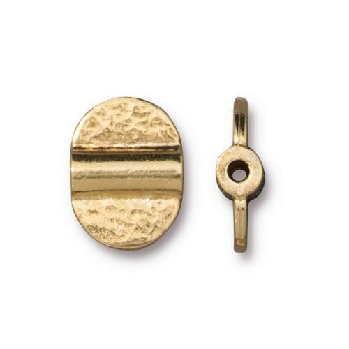 Бусина металлическая, 13.7х10мм, TierraCast, узорный овал, базовый материал - оловянный сплав, позолоченный, 1 шт.