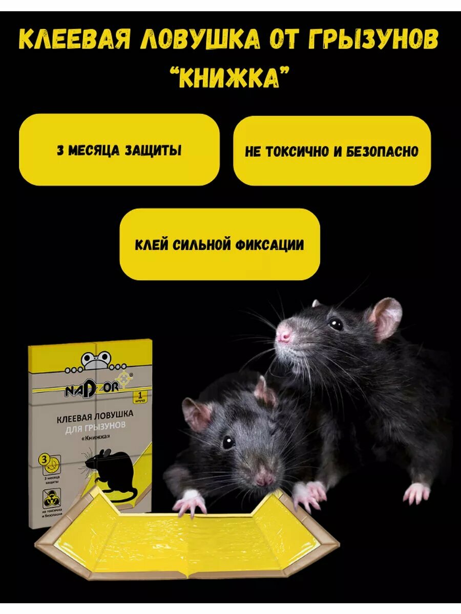 Клеевая ловушка Nadzor, для крыс и мышей, эффект мумификации, 1 шт.