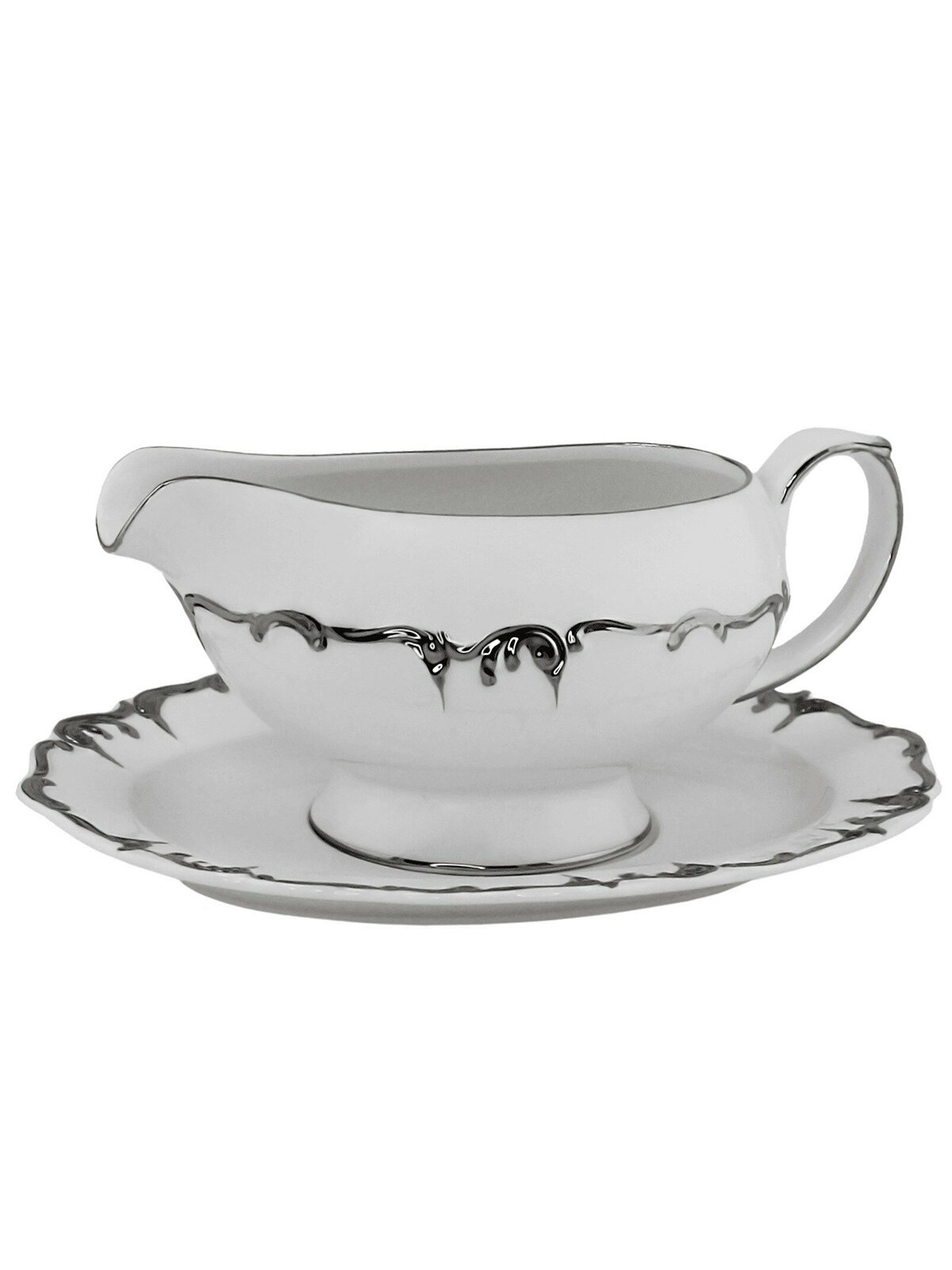 Соусник с ручкой Lenardi Argento, фарфоровый, 20 см