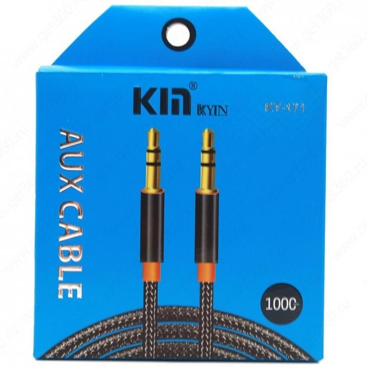 AUX Кабель KIN Jack 3.5 -> Jack 3.5 Черный (1 Метр)