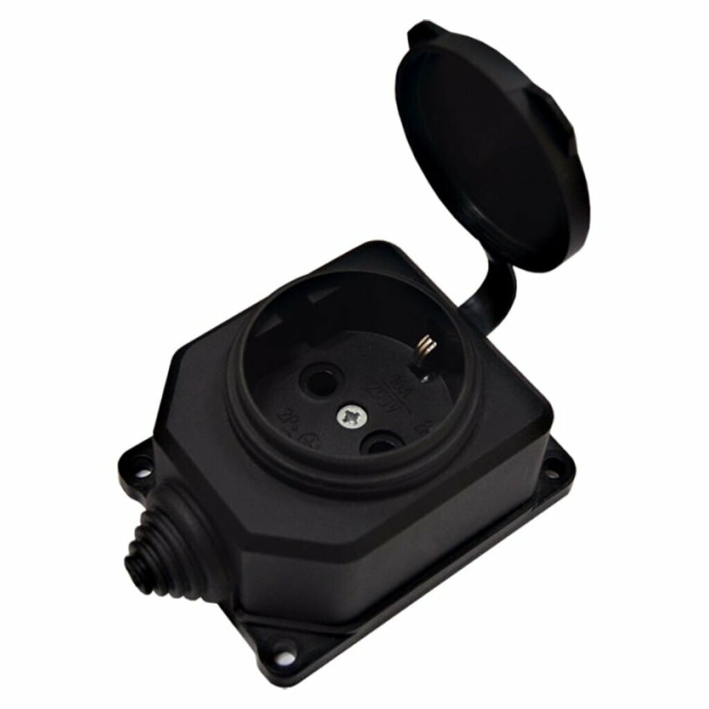 Колодка розеточная UNIVersal 1 гнездо, 16А, IP44, черная