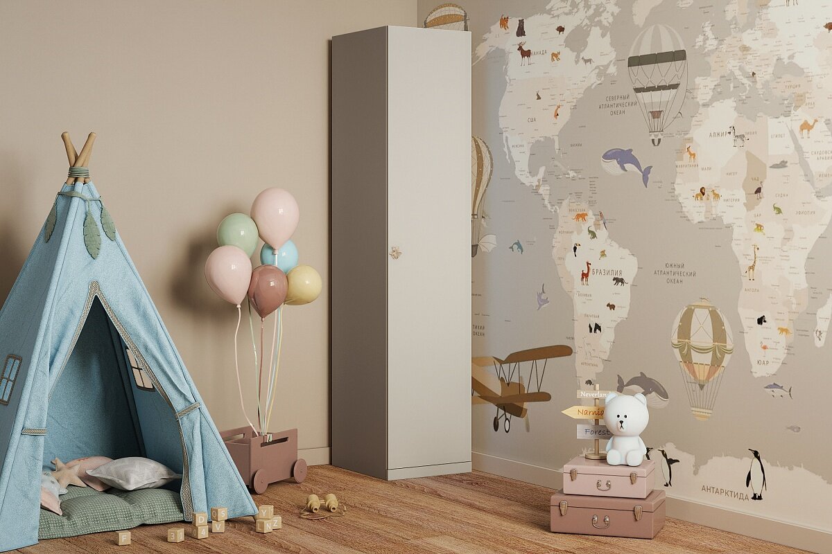 Шкаф распашной МебельЛэнд24 Скарабей - 1 МДФ Кашемир 45x52x210 бежевый для одежды однодверный