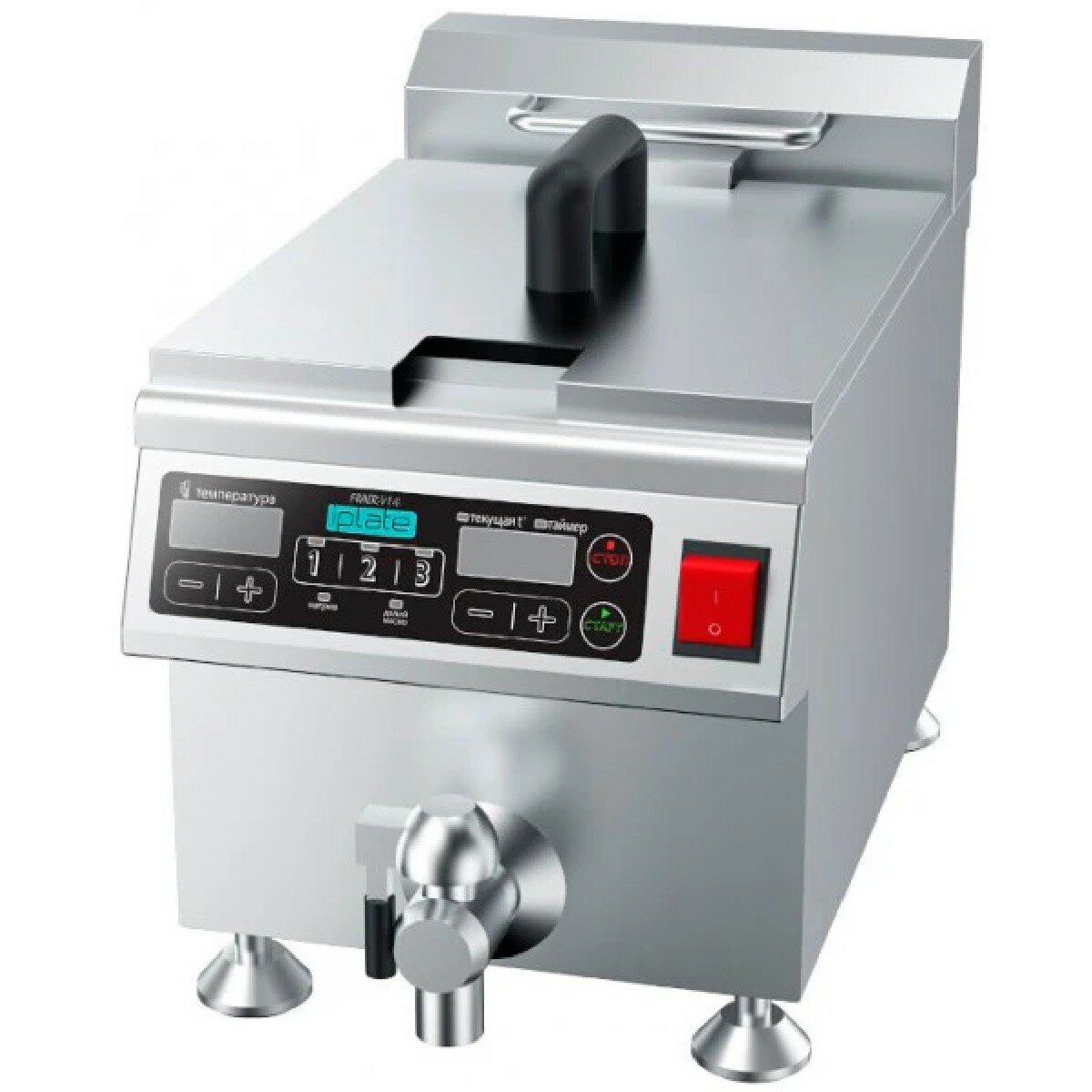 Профессиональная фритюрница электрическая настольная iPlate FRAER-V1.4 с чашей 4 л и с крышкой для жарки и фри