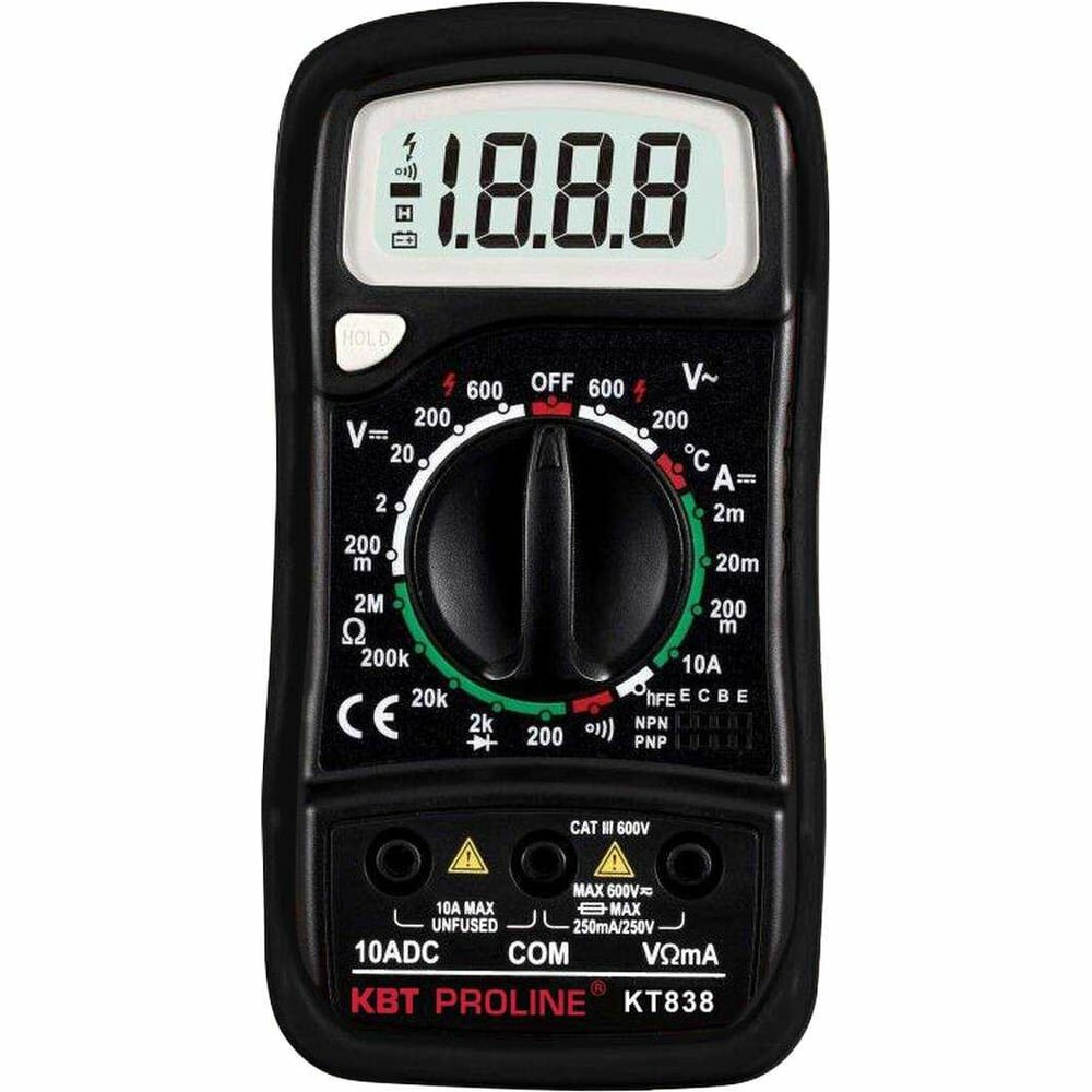 Цифровой мультиметр КВТ KT 838 PROLINE 79128, для измерения постоянного тока