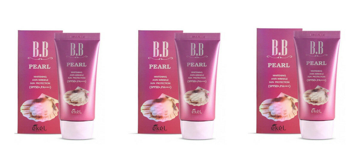ВВ крем Ekel с экстрактом жемчуга SPF50/PA+++, 50 мл, 3 шт.