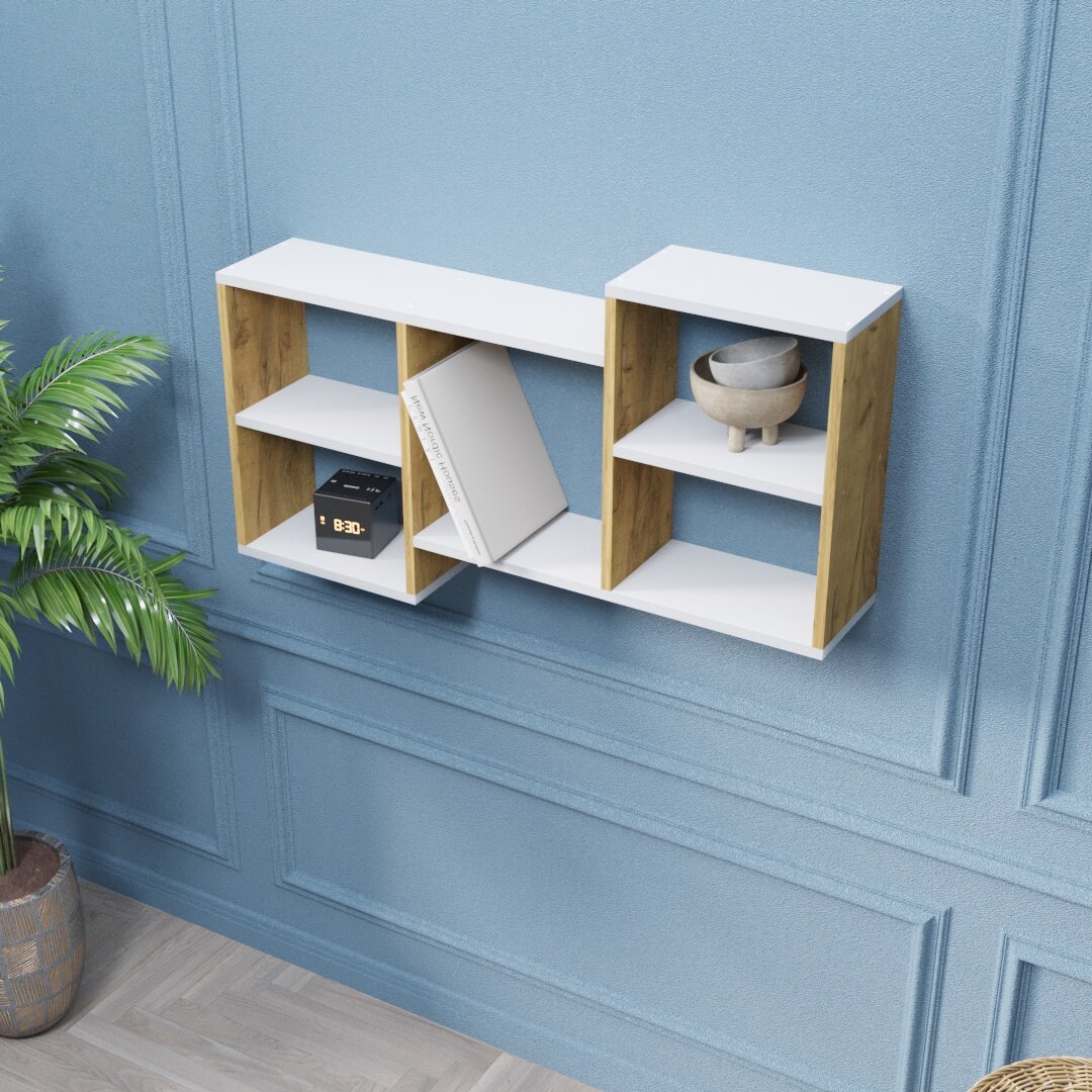 Полка настенная Velardy Cleveland, 100x19x57см, белый+дуб крафт золотой