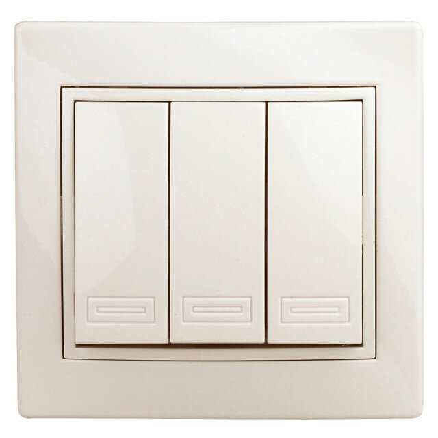 INTRO Plano 3-клавишный выключатель слоновая кость, настенный монтаж, надёжная механика