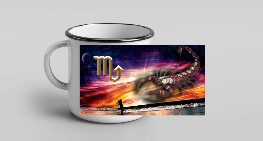 Кружка металлическая эмалированная со знаком зодиака Скорпион №4