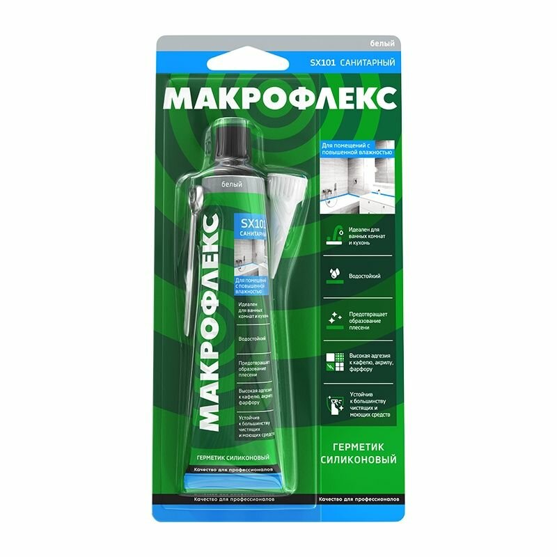 Герметик силиконовый санитарный белый 70мл Makroflex SX101 3002437